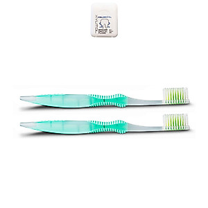 WELdental Sofresh Flossing Toothbrush - Adult Size, You Choose Color and Quantity (2, Seafoam) Bundle Xylitol Dental Floss