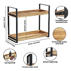 AieeJL 2-Tier Countertop Organizer for Bathroom Counter,Finished Wood Vanity Tray Holder,Cosmetic Storage Shelf, Perfect as Kitchen Snack Spice Rack and Coffee Station Organization