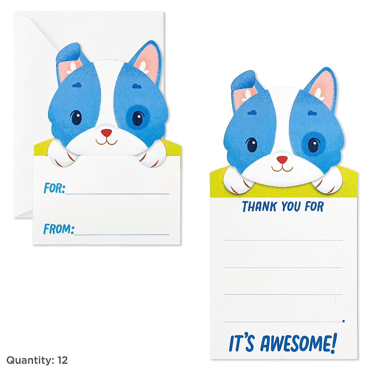 Hallmark Kids Fill in the Blank Thank You Cards Assortment, Dogs and Cats (24 Thank You Notes and 40 Stickers)