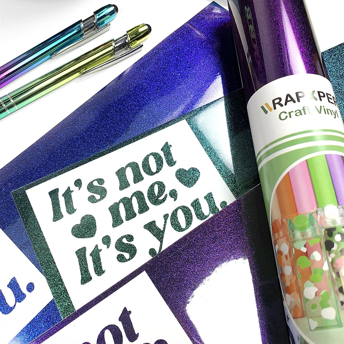 WRAPXPERT Chameleon Purple Permanent Vinyl 12" x5ft Metallic Purple Vinyl Roll Easy Cut and Peel Gradient Color Change Vinyl for Crafts Signs Lettering Graphics