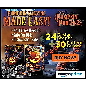 Pumpkin Punchers Pumpkin carving kit for kids | Pumpkin carving tools | Pumpkin carving stencils | Pumpkin carver kit | safe pumpkin tools (24 pieces)