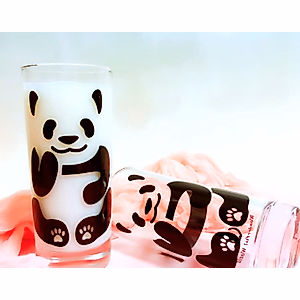 Cute Panda Glass Cup Mugs Milk Tea Cup Water Drinking Cups Couple Cup Breakfast Cups Gifts for Panda Lover,Set of 2