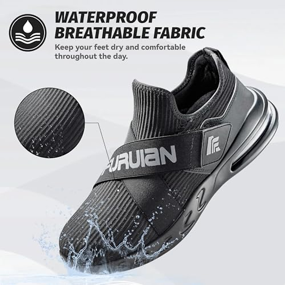 Non Slip Work Shoes for Women Men Slip on Sneakers Women Slip Resistant Waterproof Chef Kitchen Shoes Zapatos De Trabajo para Hombres, Black