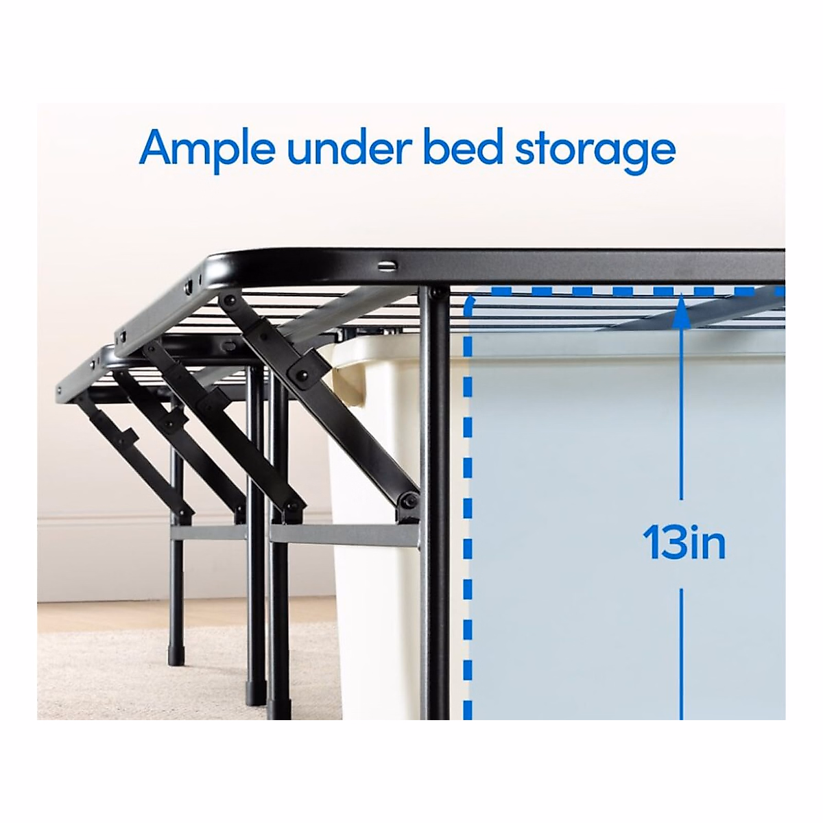 Sleepy's Raised 13 Inch High Metal Platform Frame | Support Mattress Foundation | No Box Spring Needed | Underbed Storage Space | Full Size