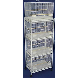 Mcage 4-Tiers Rolling Stand for 24"x16"x16"H Size Aviary Bird Fight Cages (White)