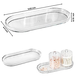 Acrylic Vanity Tray Bathroom Storage Organizer Tray, Catchall Tray，Countertop Sink Tray Dispenser,Sturdy Holder for Cabinet, Vanity, Shelf, Cupboard, Cabinet, or Closet Organization(2 Pack) (Clear)