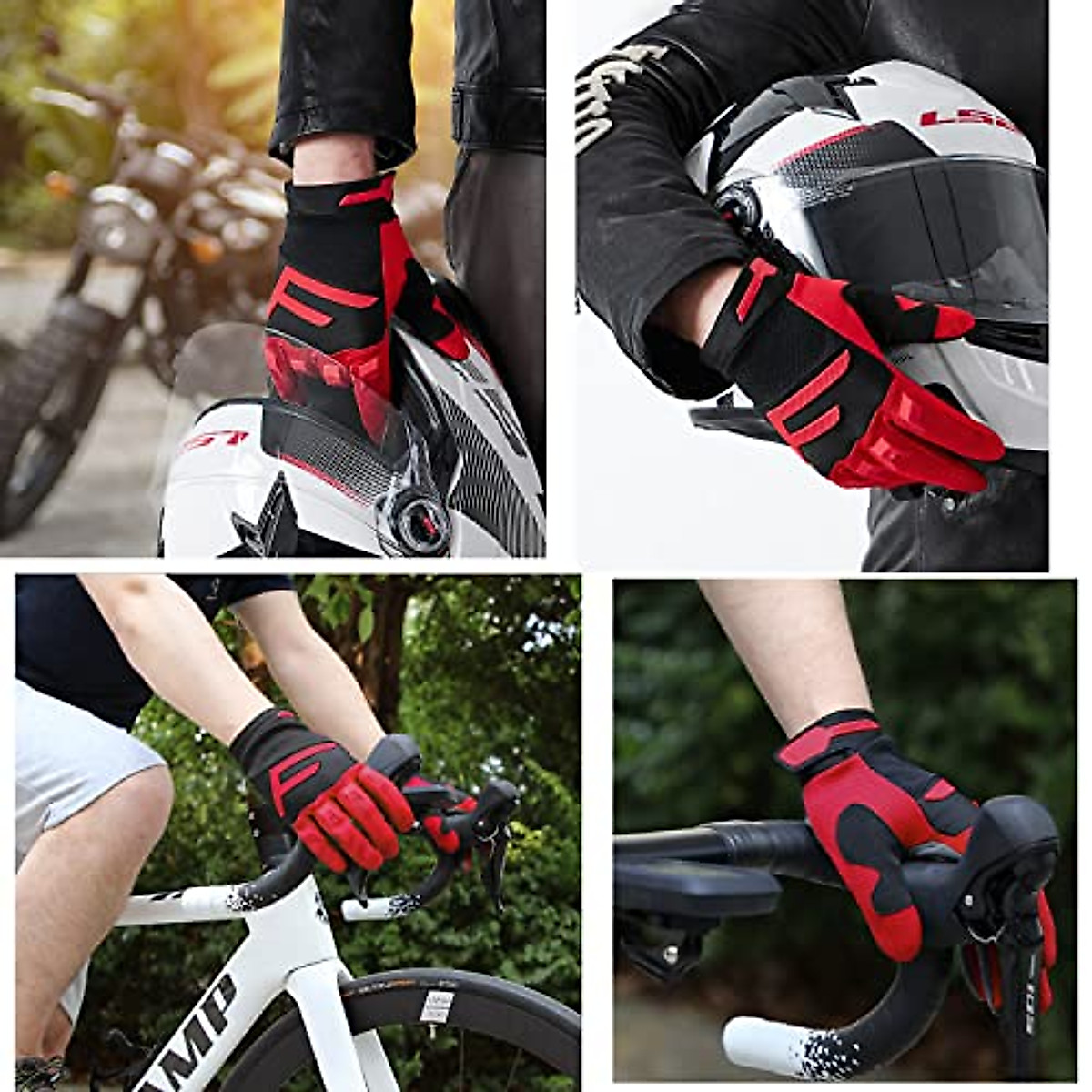 FIORETTO Mountain Bike Gloves for Men Women Motorcycle Cycling Gloves with 5MM SBR Pad Touch Screen Knuckle Protection Motocross Gloves for BMX ATV MTB Racing