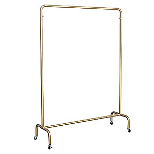 NEOCHY Heavy Clothes Rails, Modern Minimalist Metal Wheeled Clothes Hangers, Industrial Pipe Drying Racks, Display Racks/Golden/120X135Cm