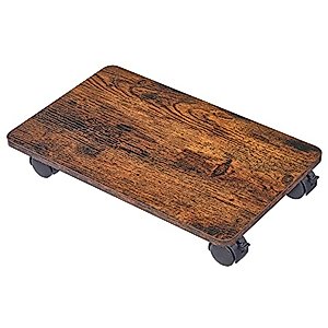 HOMCENES CPU Stand, Mobile PC Stand, Computer Tower Stand with 4 Caster Wheels Fits for Most Computer Tower, Gaming PC, Printer, Adjustable CPU Holder Under Desk (Rustic Brown)