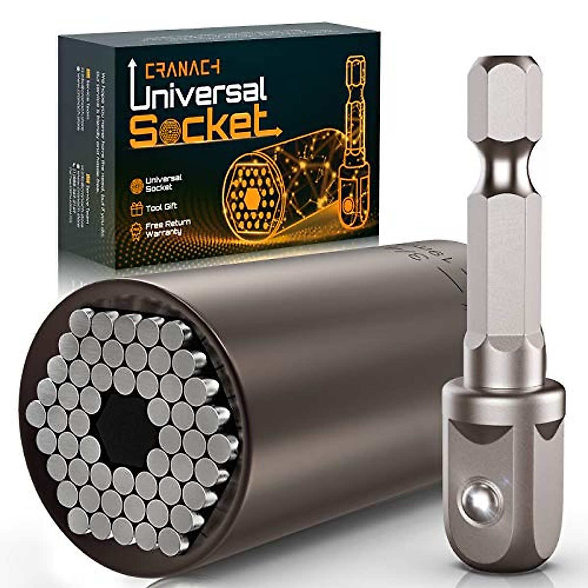 Valentines Gift Universal Socket Tools - Super Grip Socket Set with Power Drill Adapter (7-19mm) | Cool Gadgets Birthday Gift Ideas for Dad Papa Father Husband Grandpa Valentines Day Gifts for Her Him