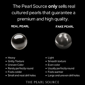 The Pearl Source 9.0-11.0mm Tahitian Pearl Baroque Necklace for Women - 14k Gold Pearl Strand Necklace | 18in Length Pearl Necklace with Genuine Cultured Pearls