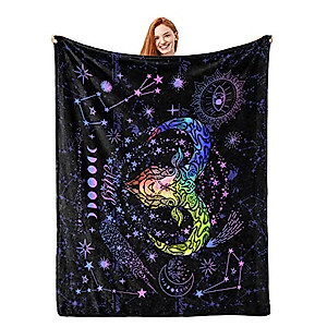 JASUTOT Aries Constellation Blanket Zodiac Sign Throw Blanket Astrology Flannel Throw Blanket Constellation Gifts Blanket for Women Men 50"X40"
