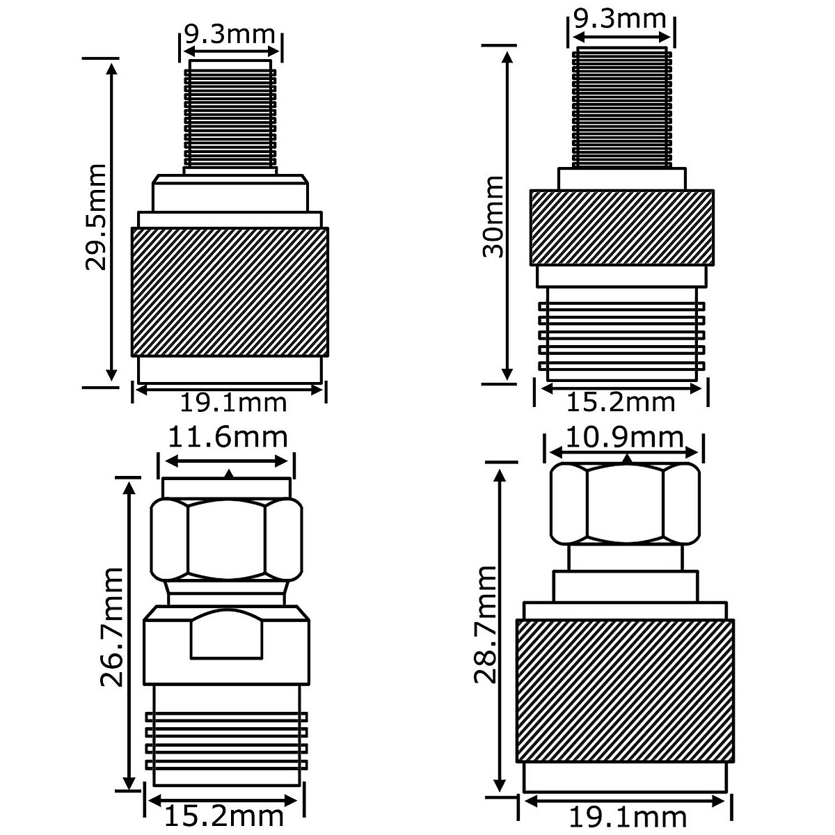 onelinkmore N to F Coax Cable Set N Type to F RF Coax Coaxial Adapter Kits N Male Female to F Male Female TV Coax Adapter Connector Kit Pack of 4