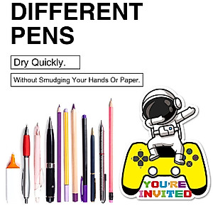 Video Game Party Invitations with Envelopes, 20 Set Astronaut Shaped Invitations Birthday Baby Shower Party Invites Supplies Favors, Double-Sided