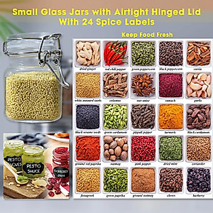 TIYOORTA Square Apothecary Glass jar with locking lid clamp closure - 3.5oz Spice Jars with Leak Proof Rubber Gasket - For Honey, Jams, Bean, Handicraft, Tag Included(20PCS)