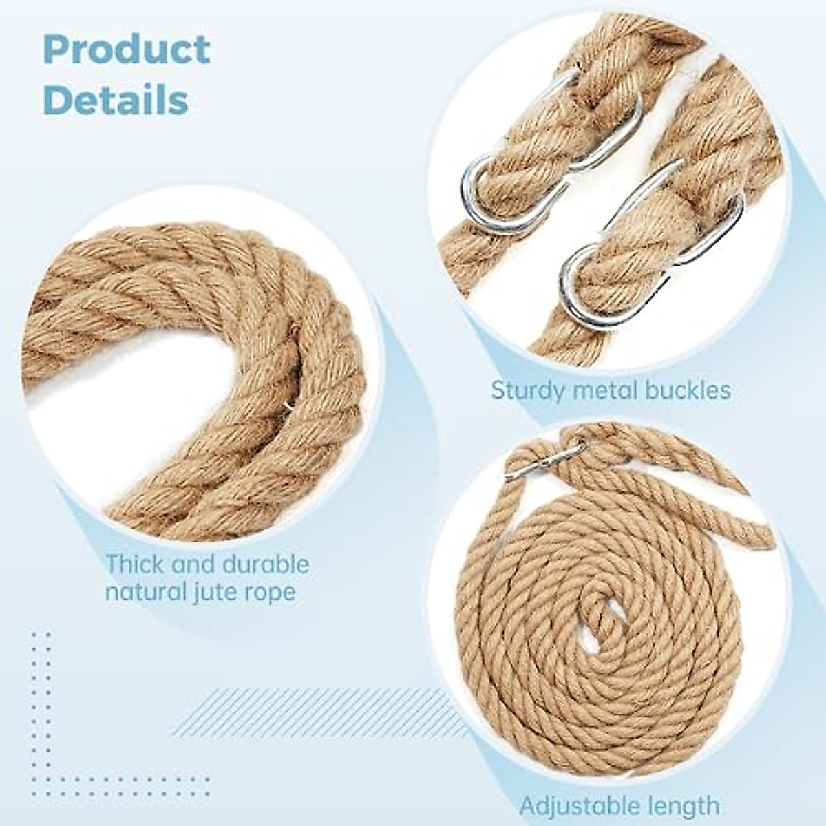 Wooden Tree Swing, 500lbs Load Capacity Heavy-Duty Wooden Swing for Adults & Kids, Waterproof Hanging Swing Seat with Adjustable Height for Indoor & Outdoor