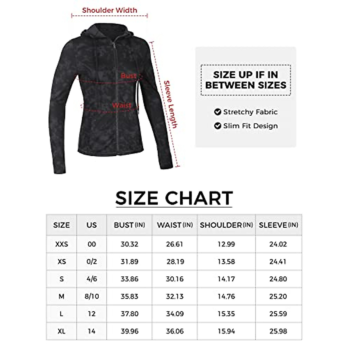 CRZ YOGA Women's Brushed Full Zip Hoodie Jacket Sportswear Hooded Workout Track Running Jacket with Zip Pockets Black Medium
