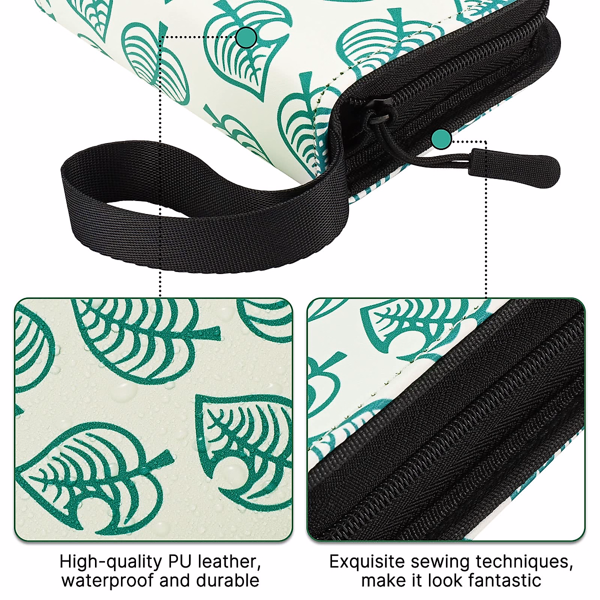 80 Pockets Binder Holder for Animal Crossing Amiibo Cards, Fits 80 Pcs 2.5 x 3.8-Inches Cards with 40 Removable Sleeves (Leaf, Full-Size Binder)