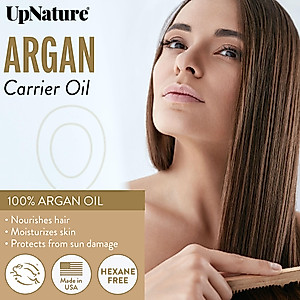 UpNature Argan Oil 2oz - 100% Natural & Pure Argan Oil for Hair Growth, Natural Cuticle Oil & Skin Care Products for Stretch Marks & Scars- Carrier Oil for Essential Oils for Skin