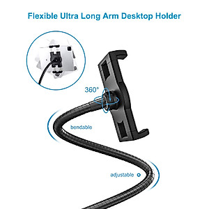 woleyi Gooseneck Tablet Holder Mount, Heavy Duty Desk/Bed Tablet Stand, Flexible Arm Clip for iPad Pro Air Mini, Galaxy Tab/Z Fold, Fire HD, Surface Pro/Go, Switch, iPhone and More 4.7-13" Devices