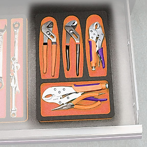 Polar Whale Tool Drawer Organizer Pliers Holder Insert Orange and Black Durable Foam Tray 15 x 10 Inches 4 Pockets Holds 3 Pliers Up To 9 Inches Long Fits Craftsman Husky Kobalt Milwaukee Many Others
