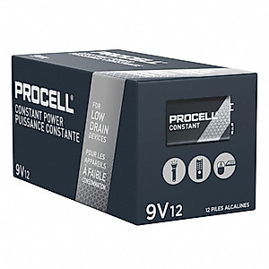 Duracell Procell Alkaline Batteries, 9V, 12/Box