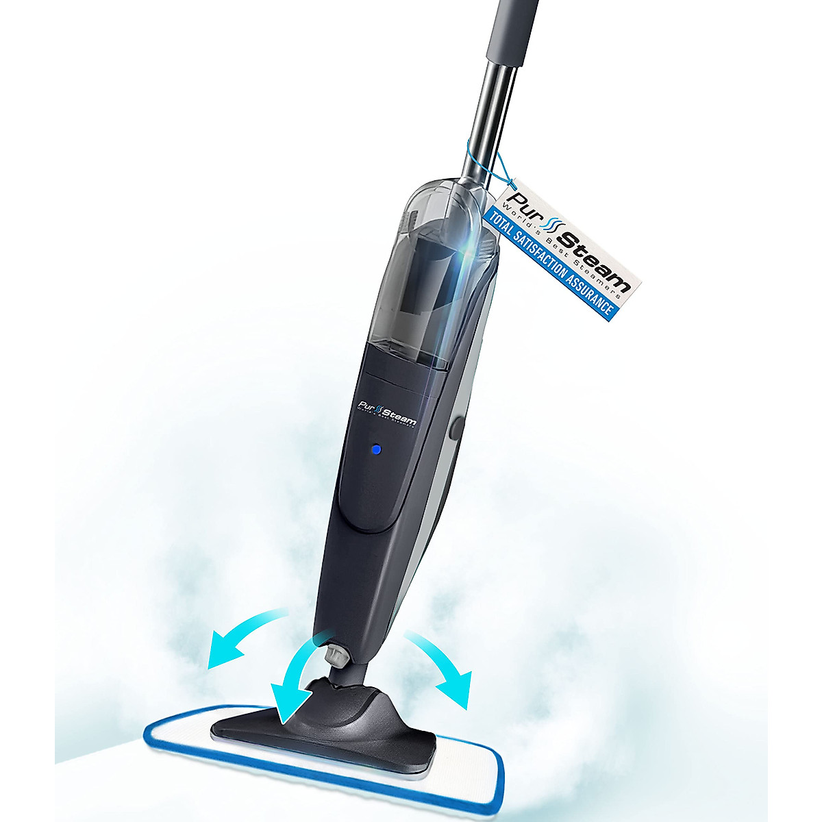 PurSteam Steam Mop Cleaner, Steam Mops for Floor Cleaning - Hardwood/Tiles/Vinyl/Marble - Steam Cleaner for Kitchen - Multifunctional Whole House Steamer, Grey