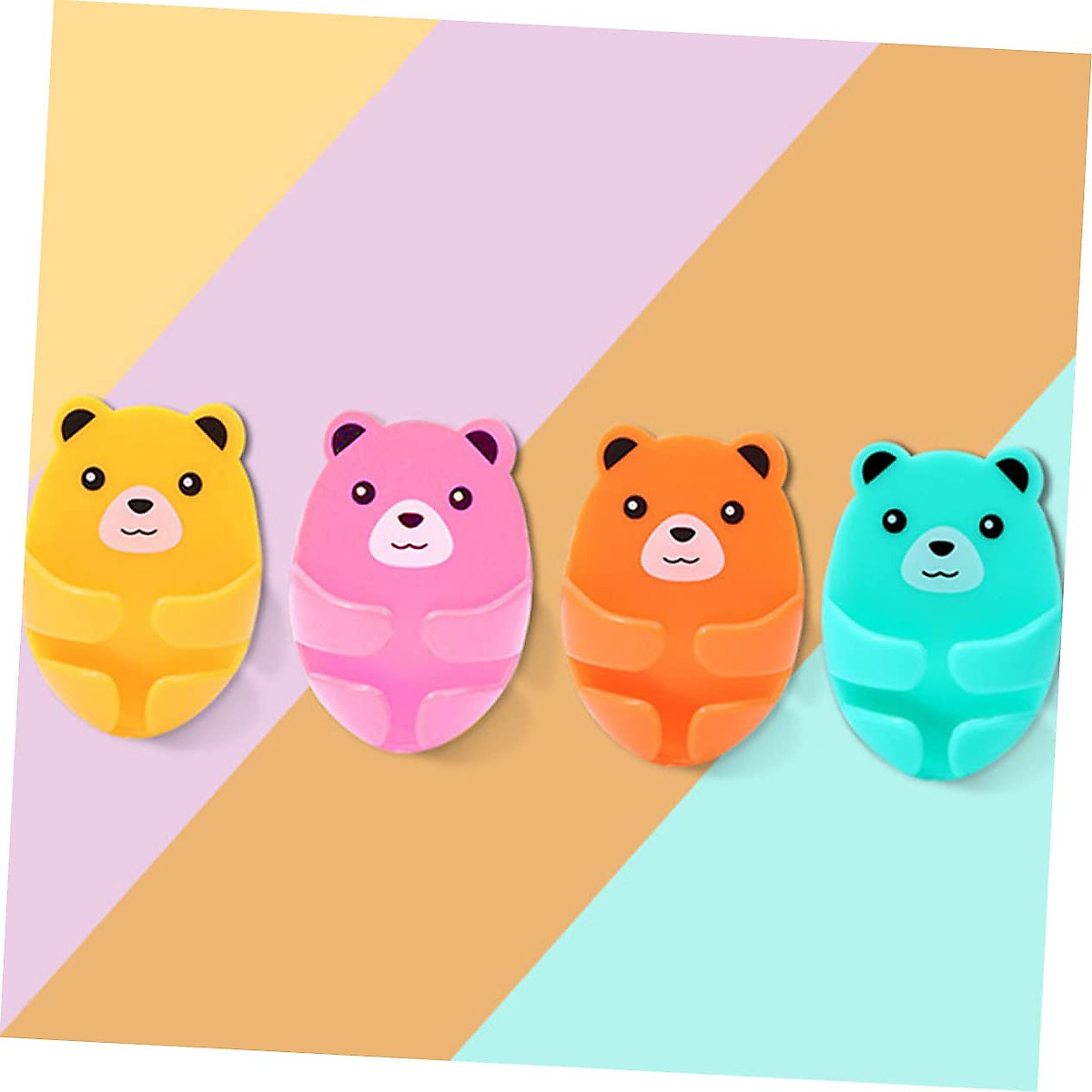 Mikikit 4pcs Power Outlet Hook Plug Wire Holder Self-Adhesive Socket Holder Adhesive Wall Hooks Cartoon Hook Adhesive Plug Holder Multifunctional Cartoon Organizer Plastic No Trace