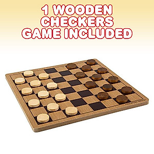 Gamie Wooden Checkers Board Game, Wood Family Board Game for Game Night, Indoor Fun and Parties, Develops Logical Thinking and Strategy, Best Gift Idea for Kids