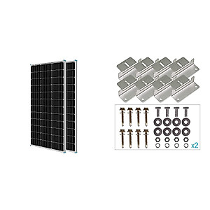 Renogy 100W Solar Panels (2-Pack) and Z Brackets Solar Panel Mounting Kit