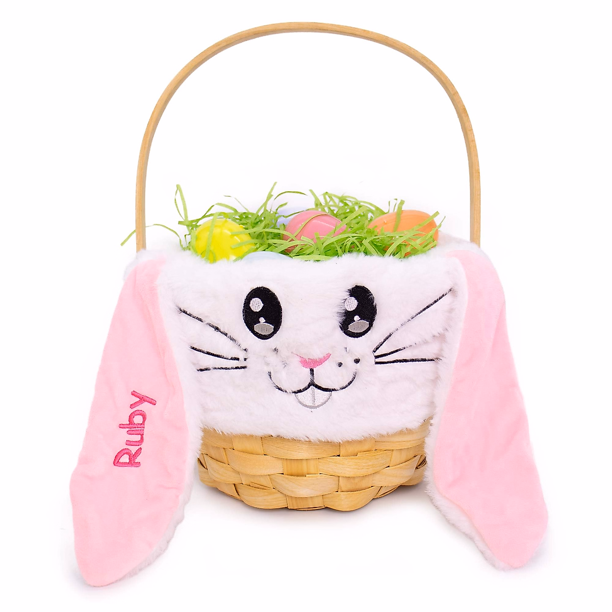 Personalized Bunny Face Easter Basket (Pink)