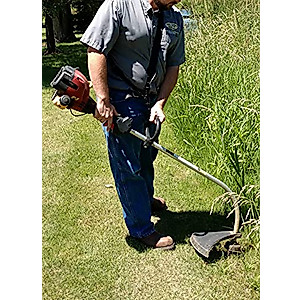 Sling Swing Adjustable Weed Eater & Grass String Trimmer Harness Shoulder Strap w/ Shock Bungee, Quick Detach Swivel, Ambidextrous, Limb Strain & Arm Stretch Tool - Professional Comfort Garden Tools