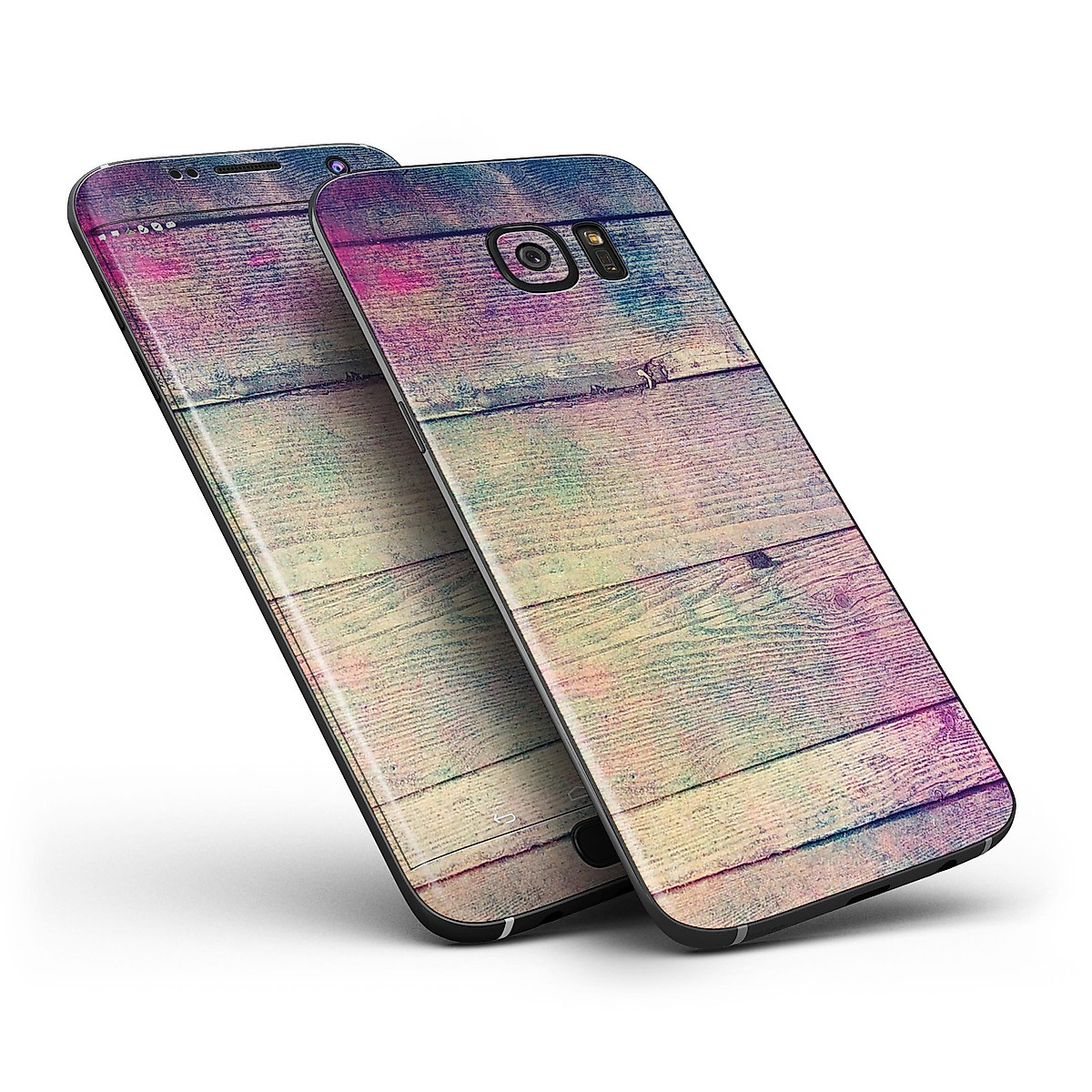 Design Skinz Design Skinz Pink & Blue Grunge Wood Planks Full-Body Wrap Decal Skin-Kit for The Galaxy S8 Plus
