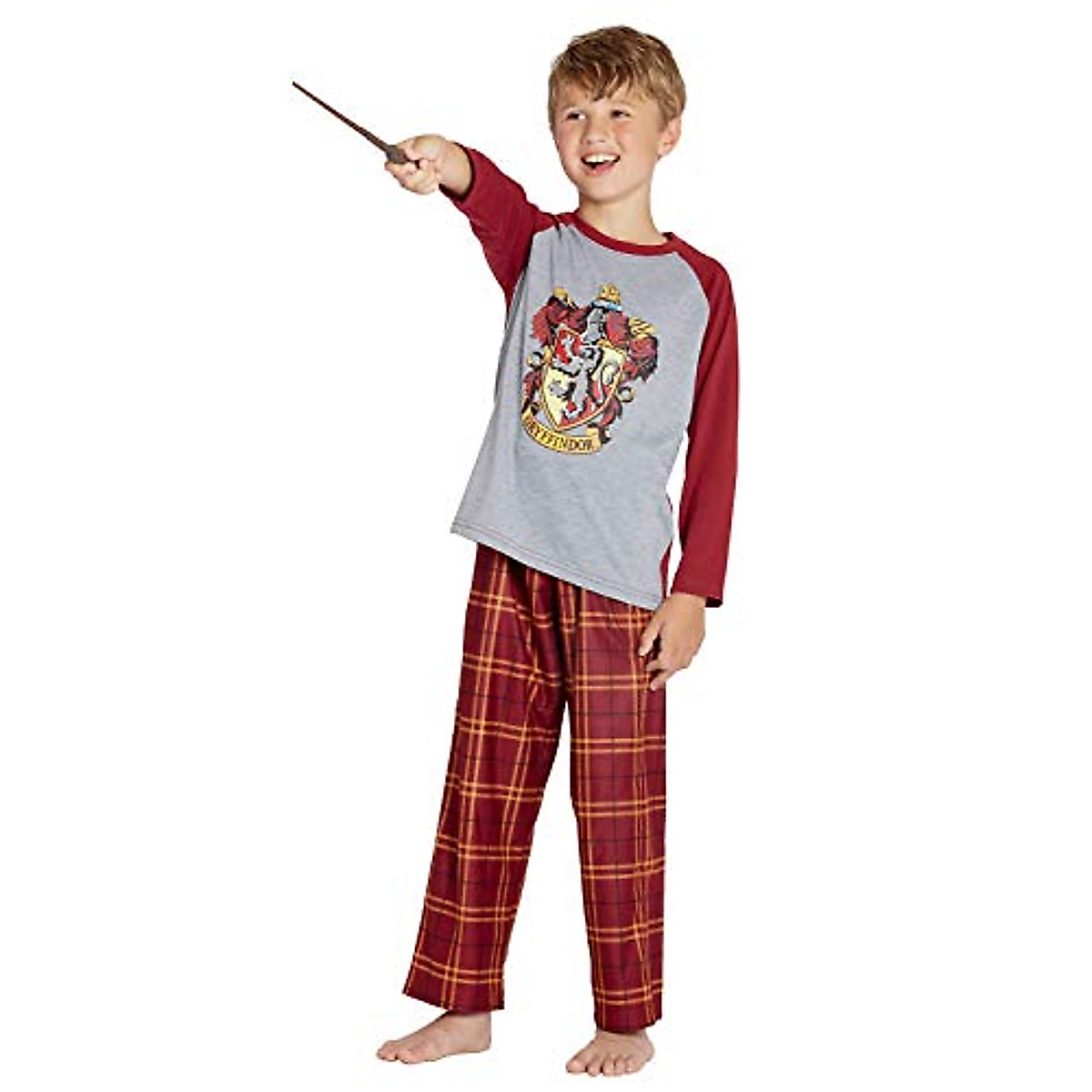 Harry Potter Pajamas Little And Big Boys Raglan Shirt And Pants Sleepwear Set- (Gryffindor, Medium, 8)