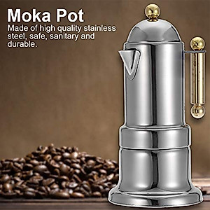 Yosoo Moka Pot Stovetop Maker Stainless Steel Moka Pot Stovetop Coffee Maker with Safety Valve 4 Cups Household Stainless Steel Mocha Coffee Pot