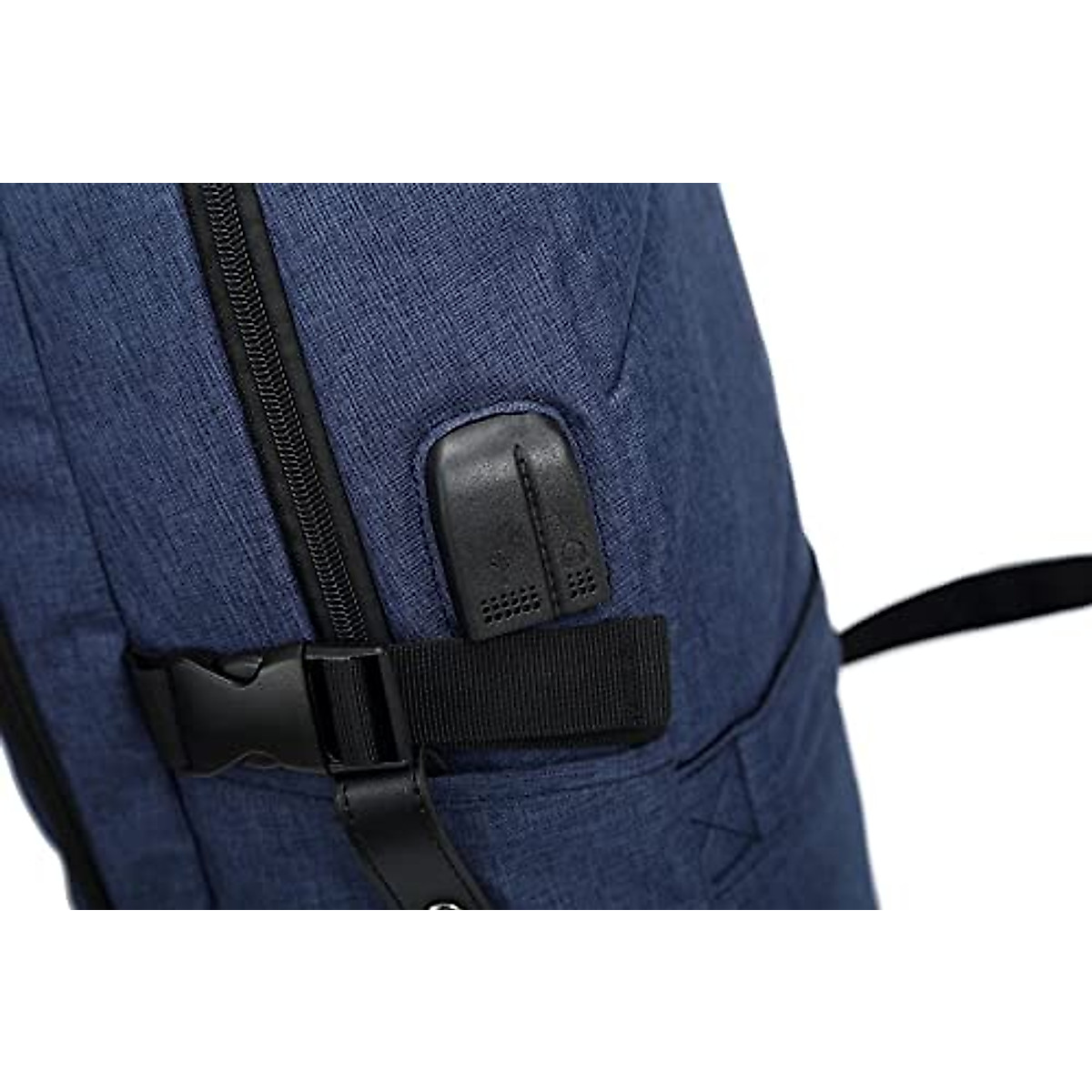 Varietyathletics 19" Laptop Backpack and Organizer Case Set USB Headset Port Anti-Theft Waterproof Travel Work School College (Navy)