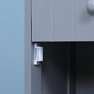 HOMCOM Bathroom Storage Cabinet, Free Standing Bathroom Storage Unit, Tall Linen Tower with 3-Tier Shelves and Drawer, Grey