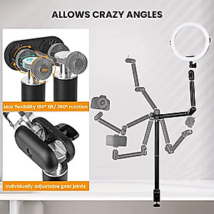 TARION Desk Camera Mount Stand Heavy Duty Articulated Camera Arm Articulating Table Mount Camera Stand Adjustable Flexible Gear Joints TKA01-L