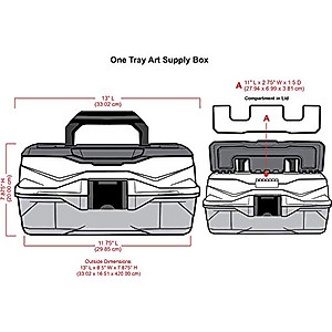 ArtBin 6891AG 1-Tray Art Supply Box, Portable Art & Craft Organizer with Lift-Up Tray, [1] Plastic Storage Case, Gray/Black