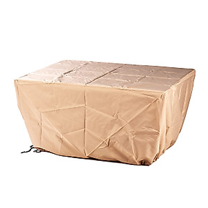 Rectangular 48 in. x 36 in. Aluminum Propane Fire Pit Table, Glass Beads, Two Covers, Lid, 57,000 BTUs in Grey Finish