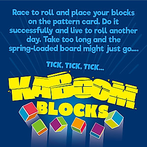 ROO GAMES Kaboom Blocks - Fast-Paced Matching and Building Game - for Ages 7+ - Board Game for Kids - Match and Build The Pattern Before The Board Pops!