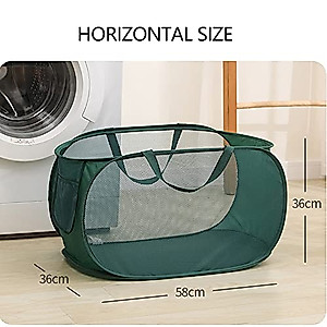 2 Pack Popup Laundry Hamper- Mesh Hampers Bag- Foldable Clothes Storage Basket with Handles for The Kids Room, College Dorm or Travel
