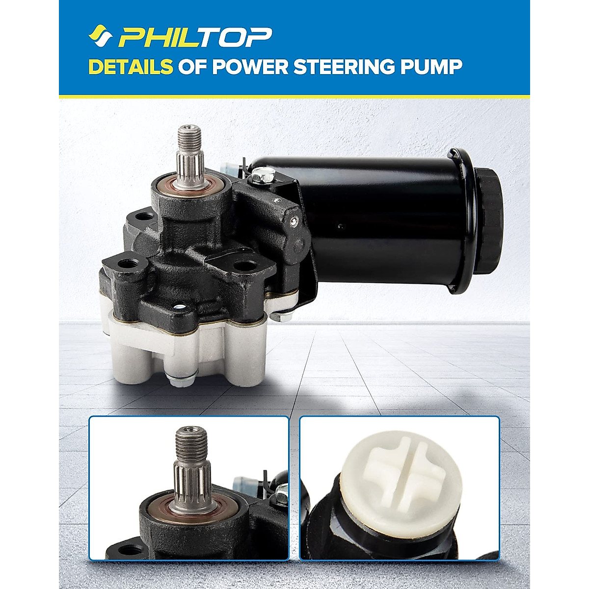 PHILTOP Power Steering Pump 21-5229 for 4Runner 1996-2002 3.4L, Tacoma 1995-2004 3.4L, Power Assist Pump, Power Steering Pump Kit With Pulley Replacement Power Steering Pumps