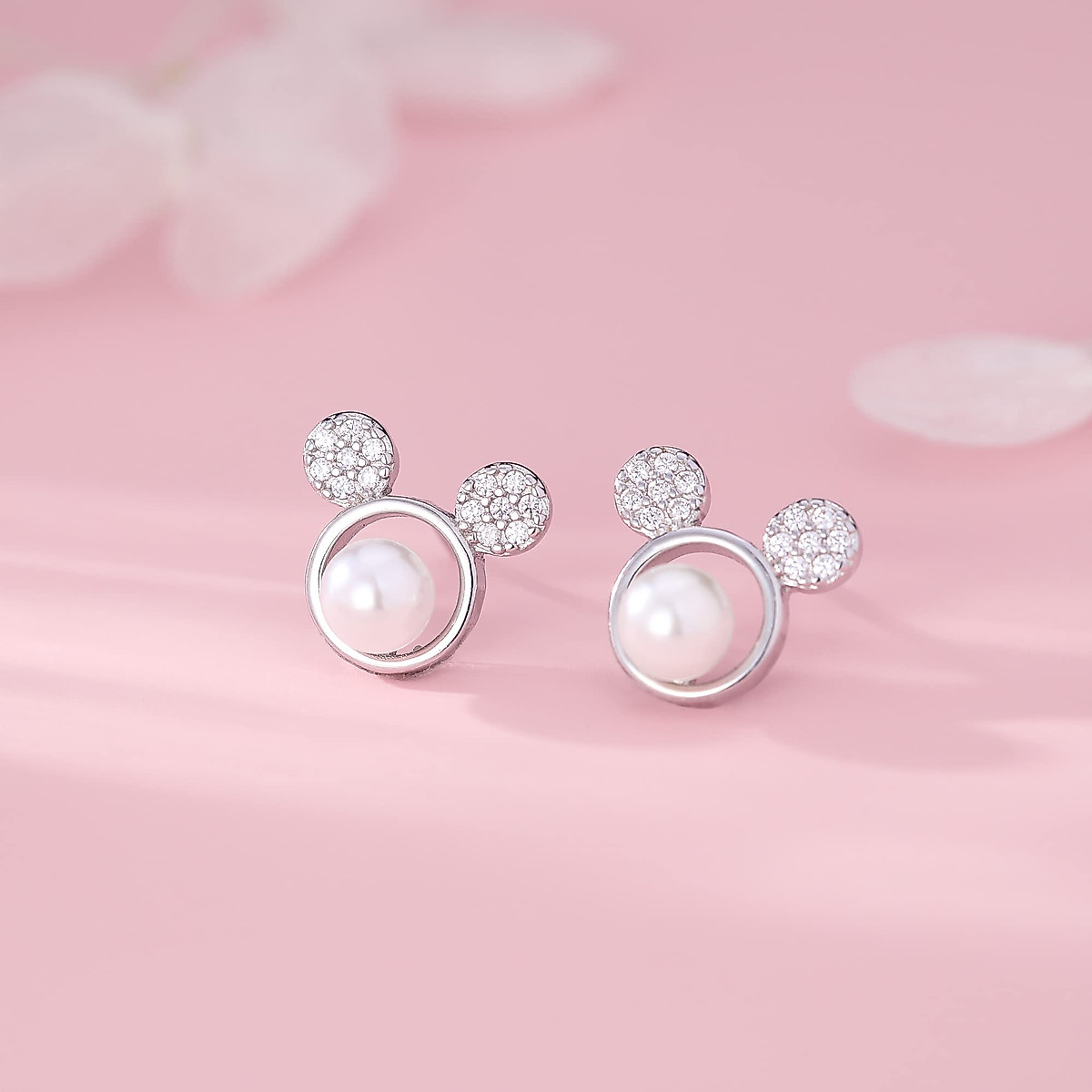 SLUYNZ 925 Sterling Silver Sparkling CZ Mouse Studs Earrings for Women Teens Cute Mouse Earrings (Silver)