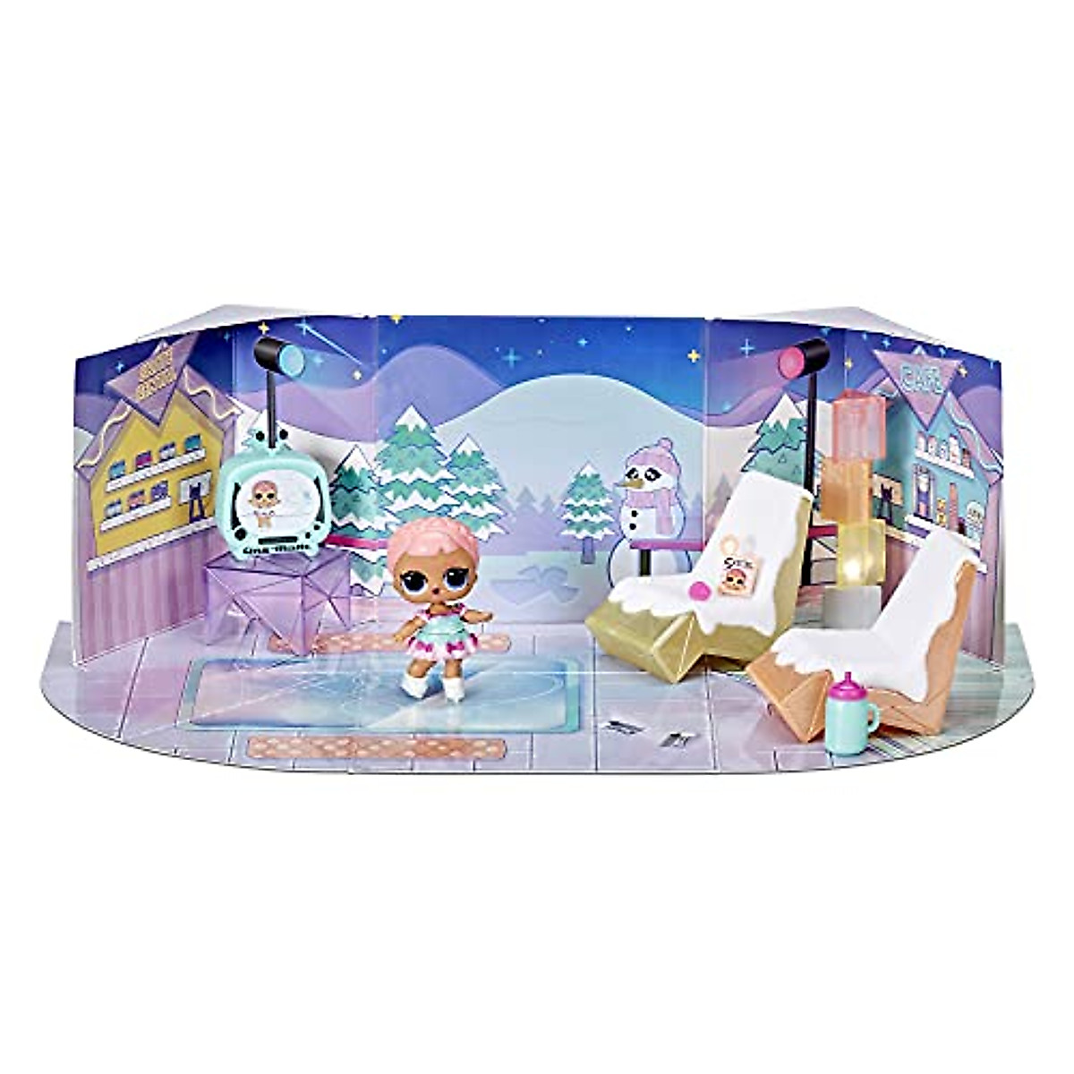 L.O.L. Surprise! Winter Chill Hangout Spaces Furniture Playset with Ice Sk8er Doll, 10+ Surprises with Accessories, for LOL Dollhouse Play- Collectible Toy for Kids, Gift for Girls Boys Ages 4 5 6 7+