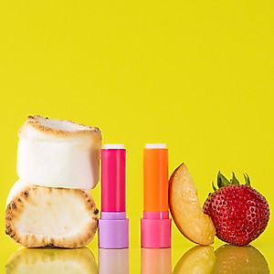 eos 100% Natural Lip Balm- Strawberry Peach and Toasted Marshmallow, All-Day Moisture Lip Care, 0.14 oz, 2 Pack