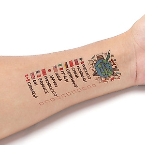 Drinking Around The World - Pack Of 4 Tattoo - Perfect For Trip To Epcot