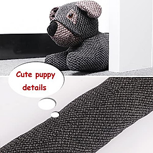Sanlykate Dog Under Door Draft Stopper for Bottom of Door, 3LB 34-36 Inch Heavy Duty Decorative Animal Fabric Door Draft Blocker, Save Energy Soundproof Seal Guard, Black & Grey