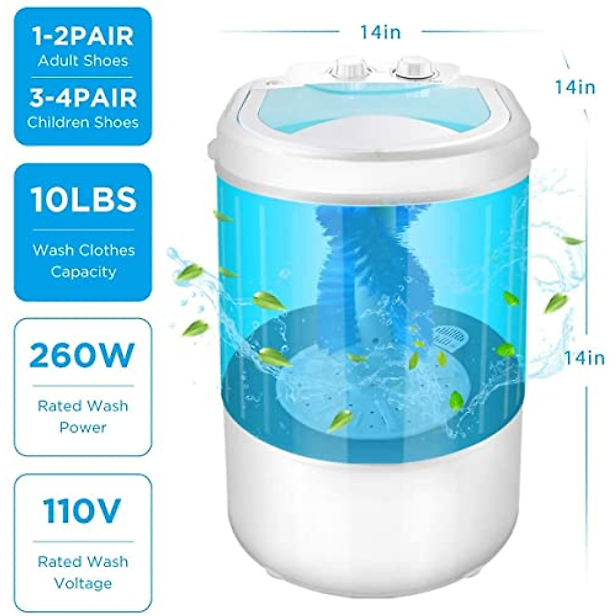 HAIFT Portable Mini Washing Machine Wash Shoes Wash Clothes and Spin-dry, Semi-Automatic, 10 lbs Capacity,Mini Washer for Apartments Camping Dorms Business Trip College Rooms (Color : Blue)
