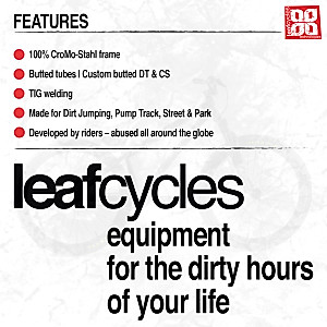 ZEITBIKE Leafcycles Ruler Pro Bike, CroMo Steel Frame, Dirt Jumping, Pump Track, Street & Park, MTB, BMX, Phosphated